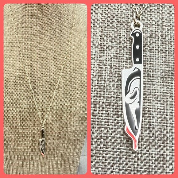 Fun World | Jewelry | Scream Knife Necklace Pendant 8 In Silver Chain ...